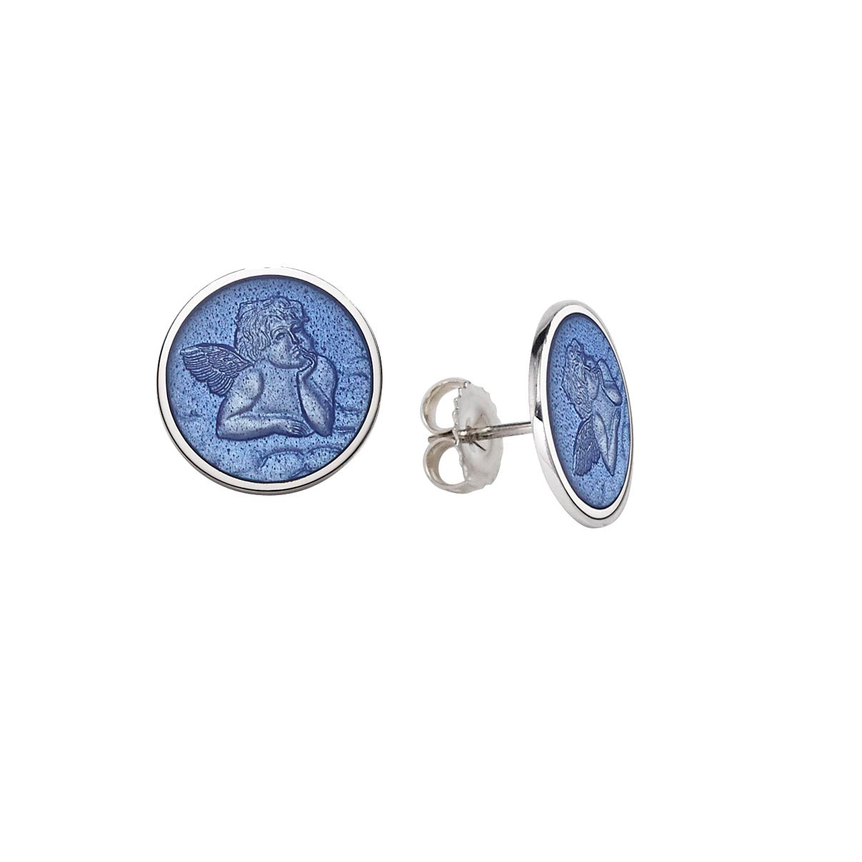 ArthurGroom Cherub Enamel Stud Earrings French Blue